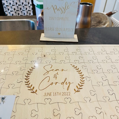 Puzzle Guest Book, Wooden Guest Book, Wedding Puzzle, Heart Guest Book ...