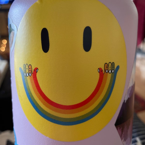 Rainbow Shaka Happy Face Sticker, Shaka Sticker, Happy Face Sticker ...