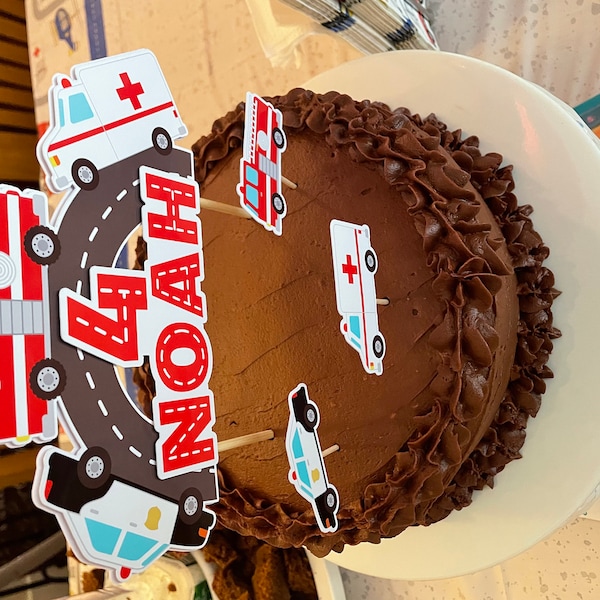Personalized Rescue Vehicle Cake Topper, Emergency Vehicle, Fire Truck ...
