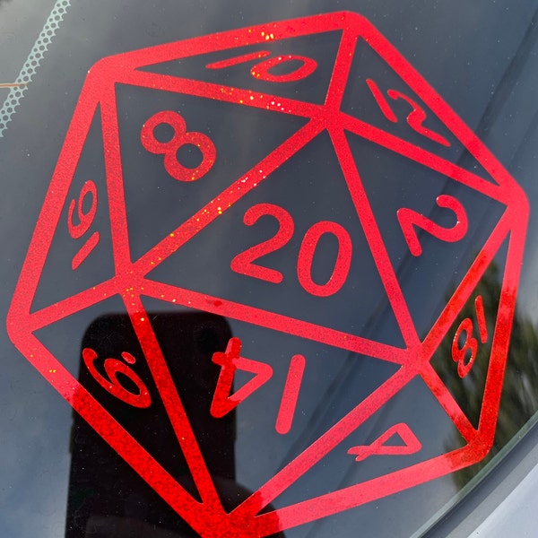D20 Decal, 20 Sided Dice Laptop Sticker, Gaming Dice Laptop Decal, D20 ...