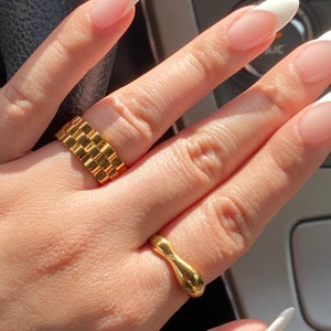 Gold Irregular Shape Ring, Chunky Ring, Gold Ring, Minimalism Ring ...