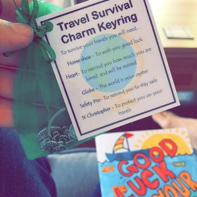 Travel Survival Charm Keyring Handmade Good Luck Gift Including St ...