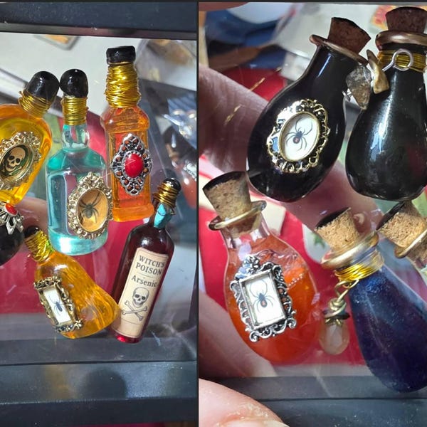 Gothic Tiny Doll Potion Bottles Miniature Witch Potion Set 1:12 Scale Witches Cottage Mini ...