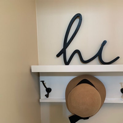 HI Sign, Wall Deocr, Front Door Sign, Greetings Sign, Wood Sign, Spring ...