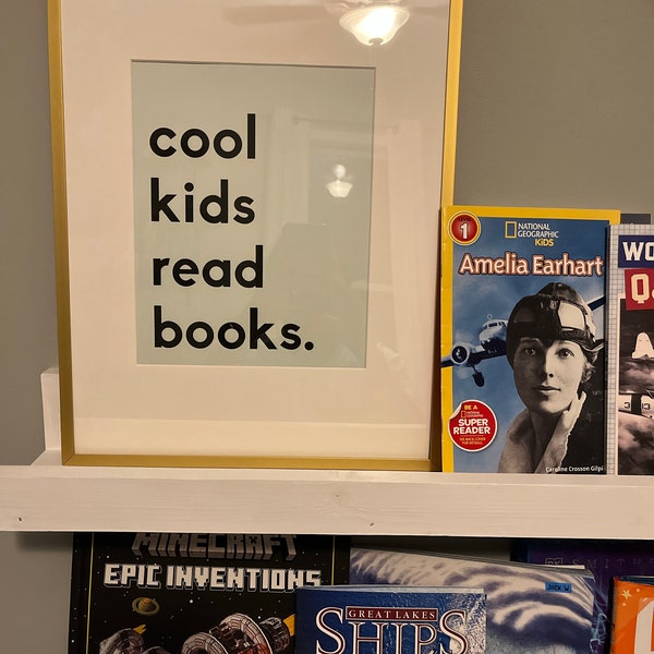Beige Cool Kids Read Books Printable, Kids Reading Book, Playroom Wall ...