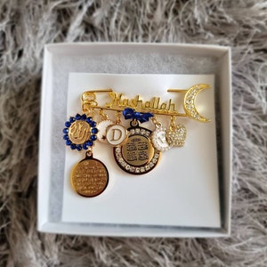 Mashallah Baby Pin in Royal Blue With Ayat Kursi, Allah, and 4 Quls - Etsy