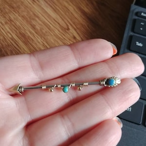 14g Burnished Gold Industrial Barbell Arrow With Stone Industrial ...