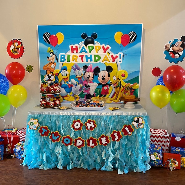 Personalised Mickey Clubhouse Birthday Backdrop Etsy 0423