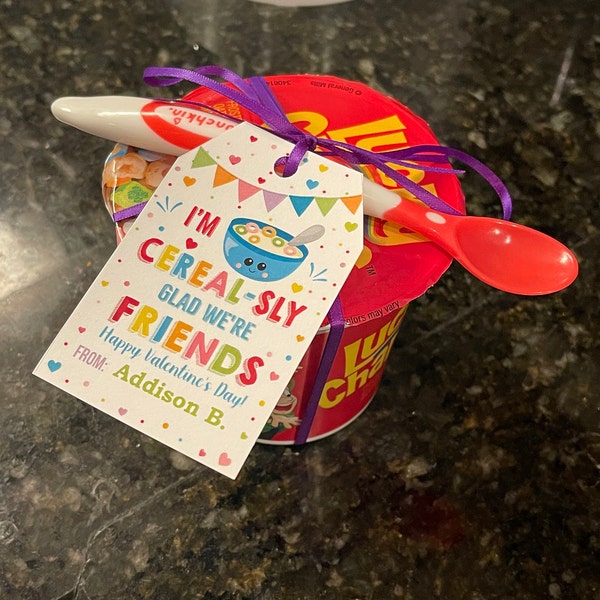 Cereal Valentine Tag, Cereal-sly Glad We're Friends Valentine Cereal ...