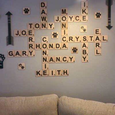 Paw Prints Scrabble Tiles Wall Art Wooden - Etsy