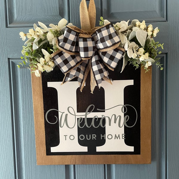 Front Door Decor Welcome Sign Last Name Personalized Front Door Sign ...