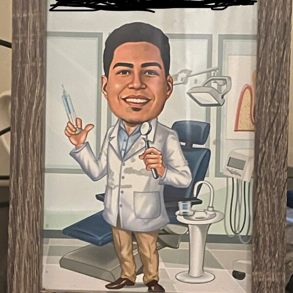 Custom Male Dentist Cartoon Portrait, Dentist Portrait, Gift for ...