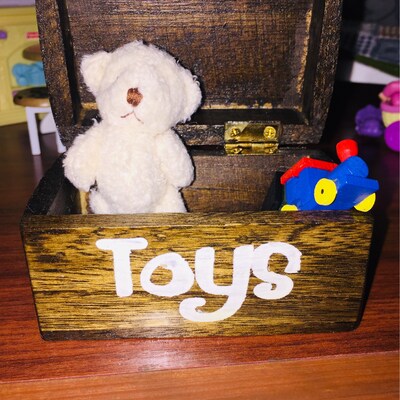 Miniature Wood Dollhouse Toy Box, Wooden Doll House Accessory, Bedroom ...