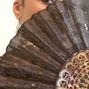 White/black/purple Sequin Folding Fan W/ Gift Bag for Wedding Party ...