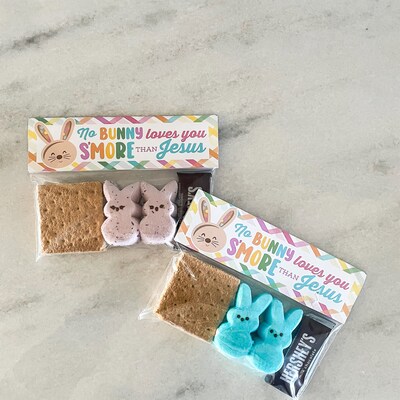 S'mores Peeps Printable Bag Toppers, Happy Easter Bunny Ziploc Label No ...