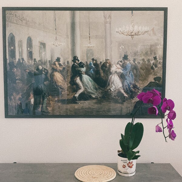 Vintage Masquerade Ball Painting | Antique Living Room Art Print ...