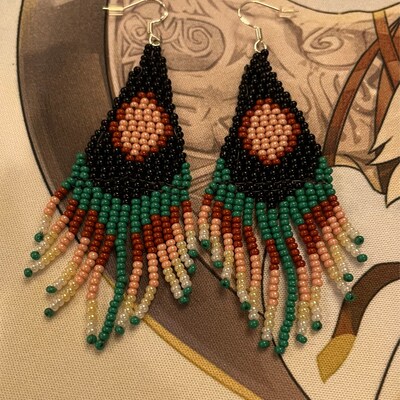 Fringe Beaded Earrings Tutorial Pattern PDF Digital - Etsy