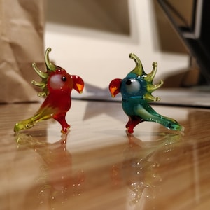 Miniature Glass Parrot Figurines, Miniscule Glass Animals, Murano Glass ...