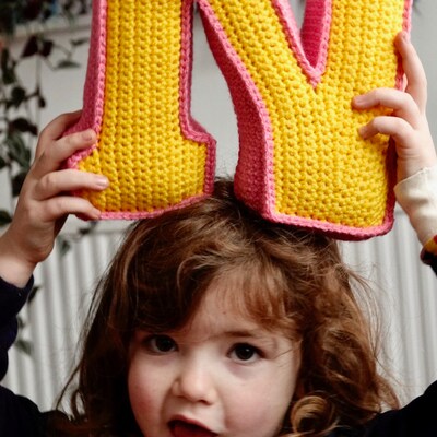 Radiant R Customisable Crocheted Letter Cushion - Etsy