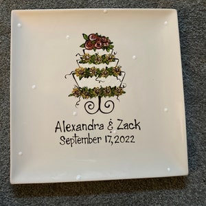 Personalized Wedding Plate Hand Painted Ceramic Wedding | Etsy