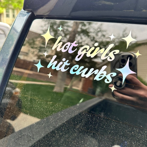 Hot Girls Hit Curbs Cute Funny Bumper Sticker 4.5in and 6.5in ...