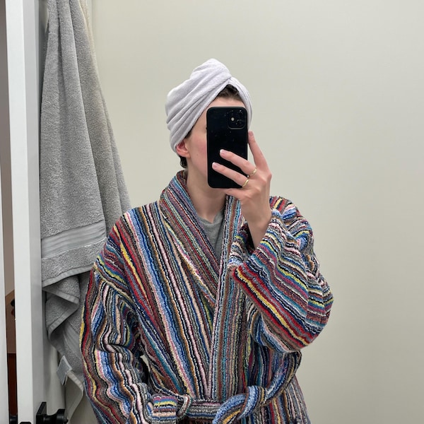 Dark Blue Flower Thin Muslin Short Beach Kimono | Organic Boho Kaftan ...