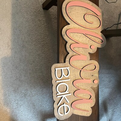 Personalized 3D Nursery Baby Name Sign Custom Wood Name Plaque ...