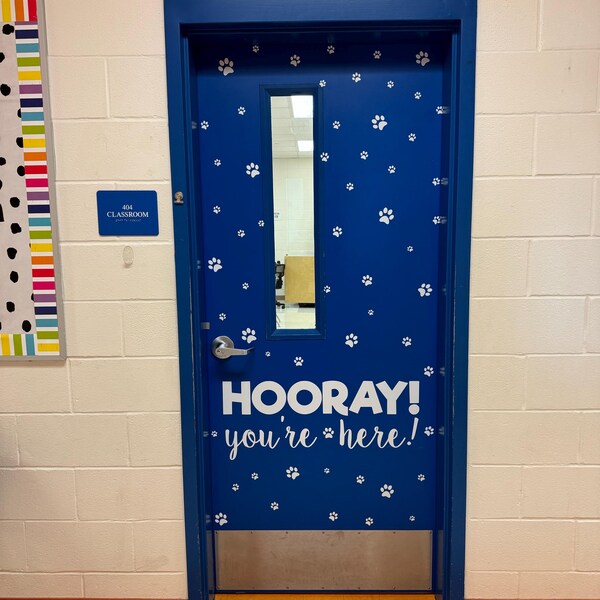 HOORAY! You're Here! Classroom Door Vinyl Wall Decal School Elementary ...