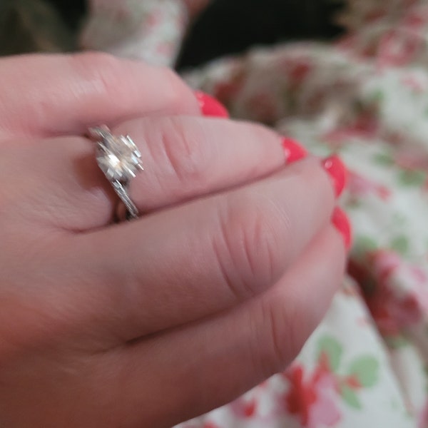 Three Stone Enhancer Wedding Ring Band, Round Moissanite Enhancer Guard Ring, Wrap Guard Band ...