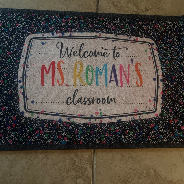 Custom Teacher Welcome Mat, Personalized Classroom Doormat, Back to ...