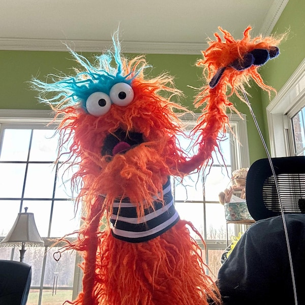 Orange Shaggy Chin Pro Monster Hand Puppet - Etsy