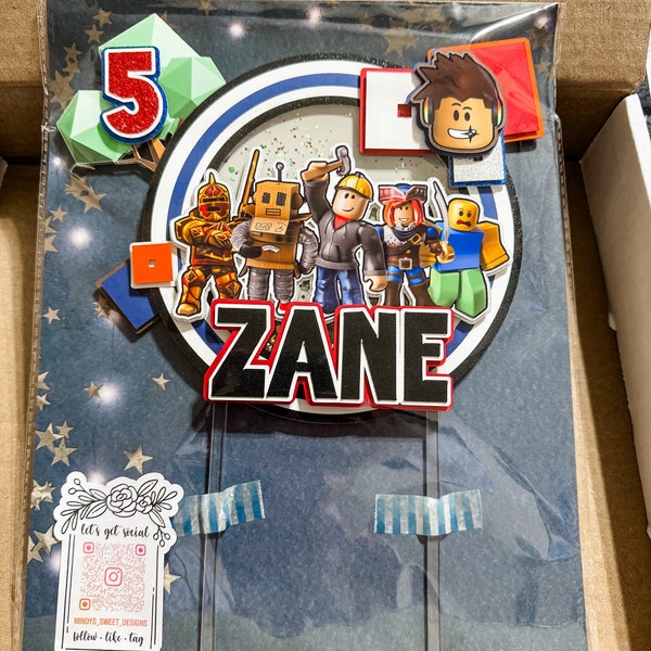 Roblox Cake Topper, Roblox Theme Birthday Party, Roblox Boy Birthday ...