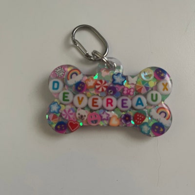 Custom Resin Pet ID Tags With Letter Beads Personalized Key - Etsy