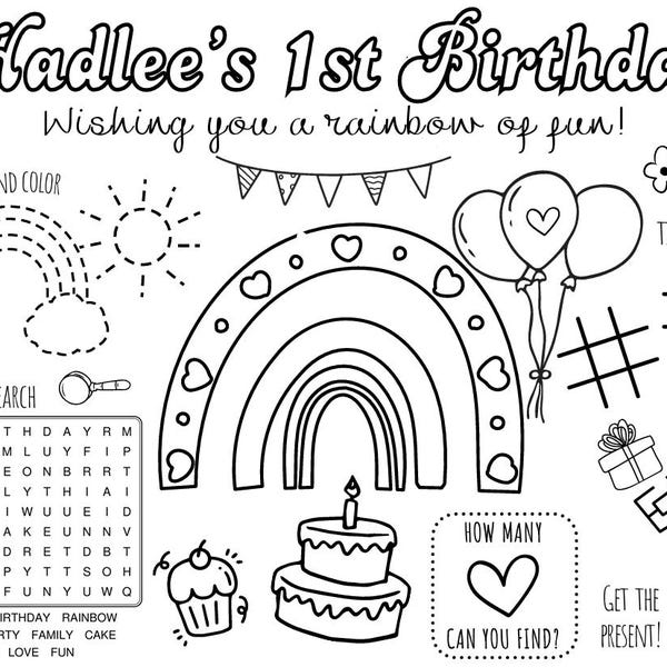 Pizza Party Birthday Theme Activity Sheet | Party Placemat | Pizza ...