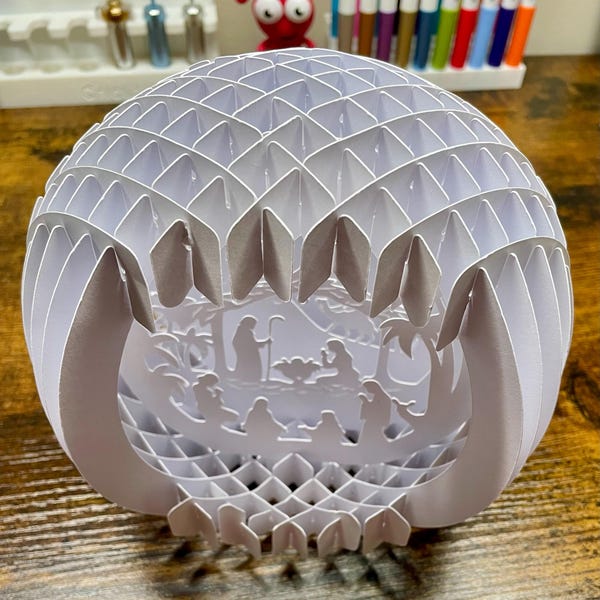 Nativity Scene Sphere Pop up SVG, Silhouette Studio Templates ...