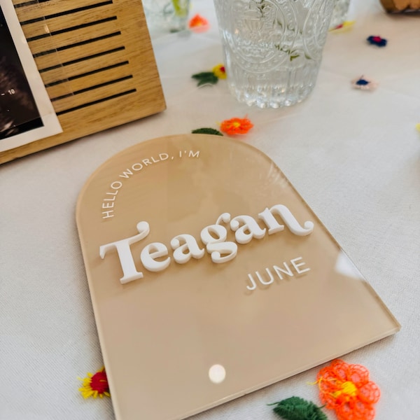 Acrylic Name Plaque, Baby Birth Announcement, Acrylic Plaque for Baby ...