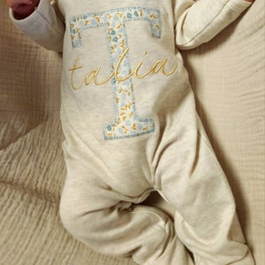 Personalized Baby Girl Romper and Hat Set, Vintage Floral Infant Coming Home Outfit, Baby Shower ...