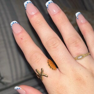 Starfish and Shell 18k Gold Plated Ring, Beach Ring, Surfer Ring ...