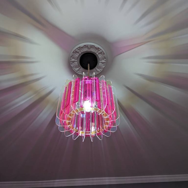 Iridescent Pink Acrylic Pendant Lamp Shade: Mid Century Modern Lighting ...