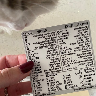Word/excel for Mac Quick Reference Guide Keyboard Shortcut Stickers ...