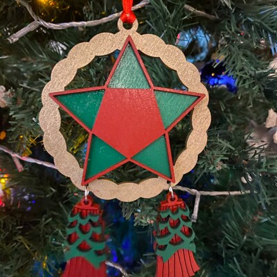 Filipino Parol Wood Ornament Red, Gold & Green - Etsy