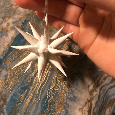 Moravian Star Ornaments Christmas Keepsake 2 Wooden Handcrafted White 3 ...