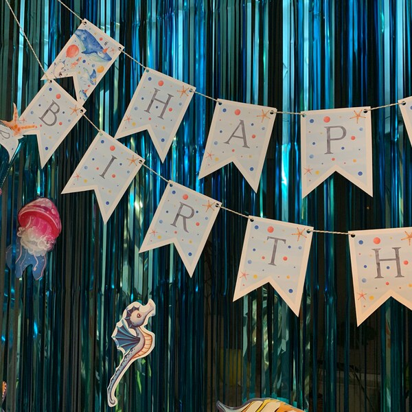 Under the Sea Bunting, INSTANT DOWNLOAD Printable Pennant Banner Ocean ...