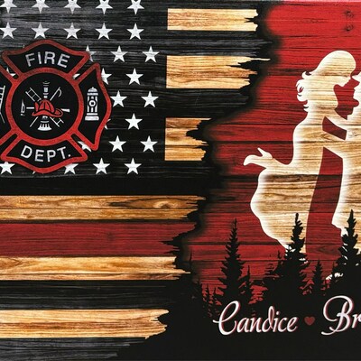 Half Flag Correctional Officer Badge Personalized Canvas, Custom Thin ...