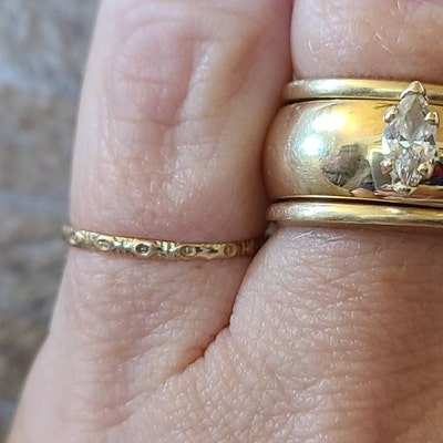 14k Gold Bohemian Ring, Rustic Wedding Ring, Heirloom Quality, Classic ...