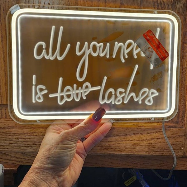 Custom Wave Mirror Neon Sign Y2k Mirror Neon Wall Art Girls Room Neon