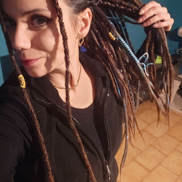 Handmade Wool Dreadlocks, Brown and Blue With Beads (lightweight) - Etsy