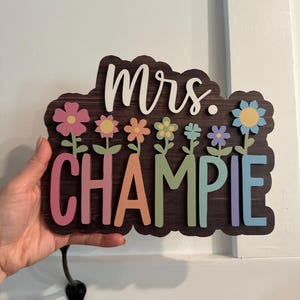 Flower Custom Name Plate for Desk, Customized Acrylic Plate Gift for ...