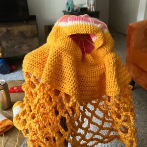 Foldable Crochet Market Bag Patternfoldable Orange Bagcrochet Reusable ...