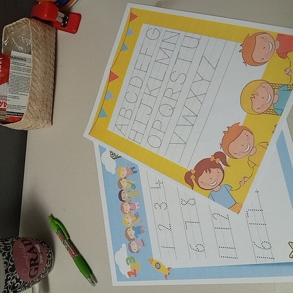 ABC & 123 Handwriting Practice Digital Worksheets - Printable Alphabet ...